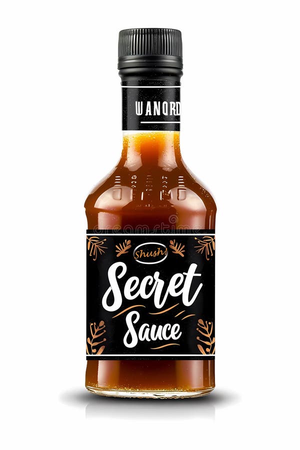 Bottle of Secret Sauce Graphic on White Background Stock Illustration ...