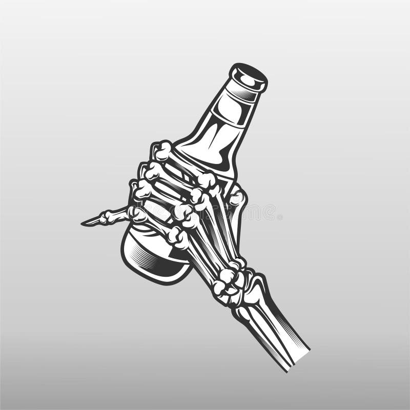 Bottle and the skull hand stock vector. Illustration of background ...