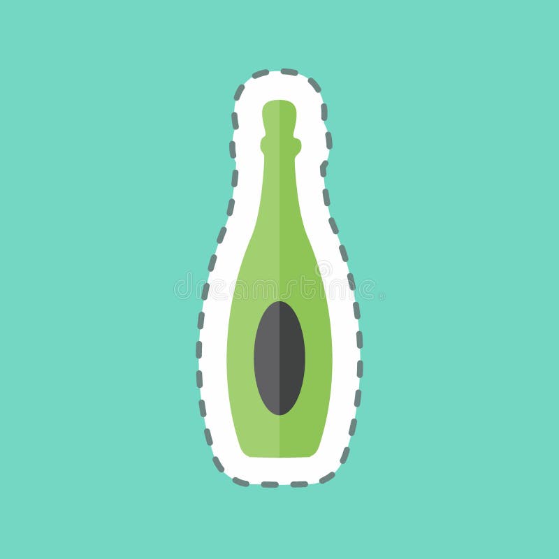 Bottle Sticker in Trendy Line Cut Isolated on Blue Background Stock ...