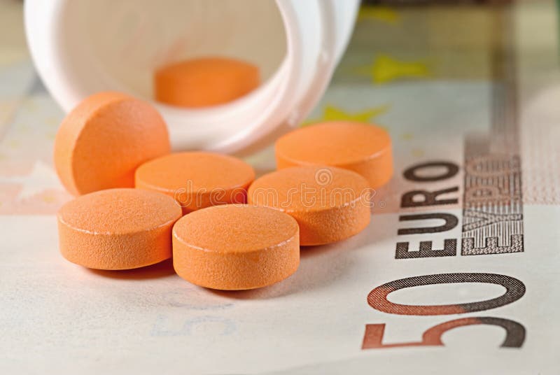 Bottle Tablets and Euro Banknote Stock Image - Image of lifestyles ...