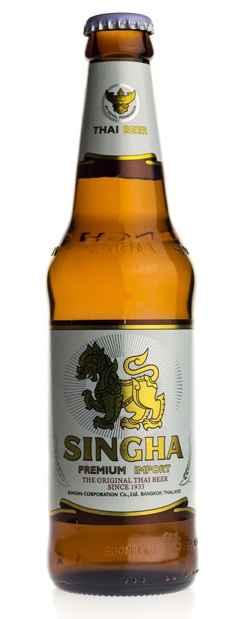 A Bottle of Singha Beer with Cold Glass on the Table Editorial Photo ...