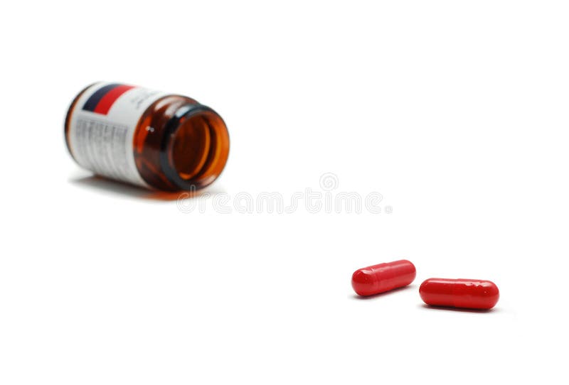 Red pill spill stock image. Image of painkillers, prescription - 1729291