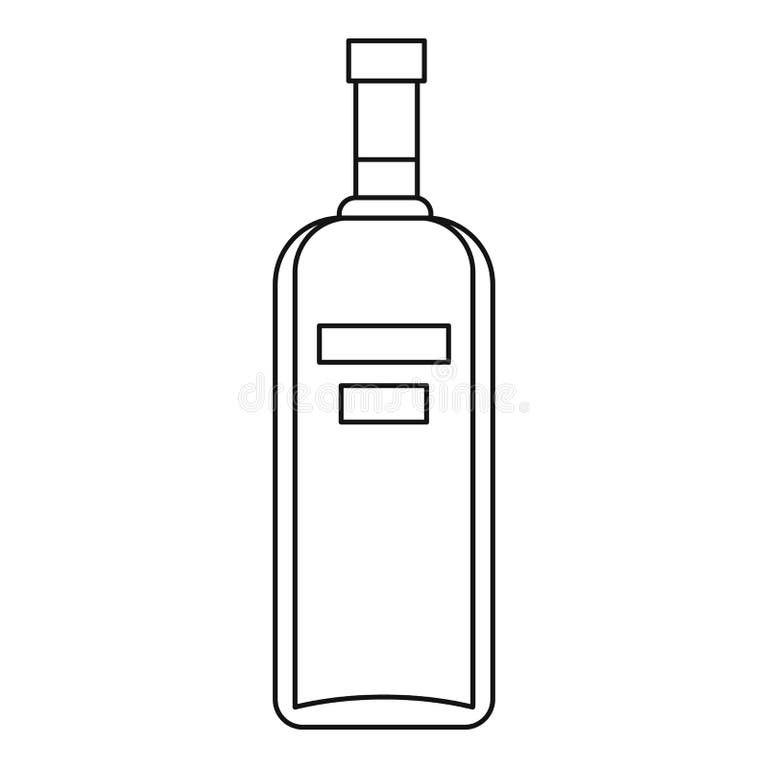 Bottle of Vodka Icon, Outline Style Stock Vector - Illustration of full ...