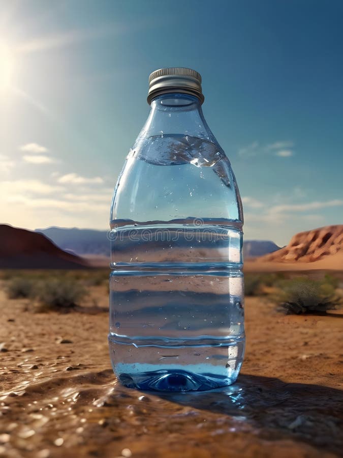 A Bottle of Water in the Desert Stock Illustration - Illustration of ...