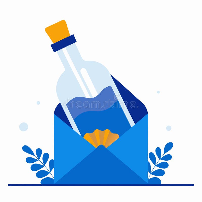 A Bottle of Water is in an Envelope Stock Illustration - Illustration ...