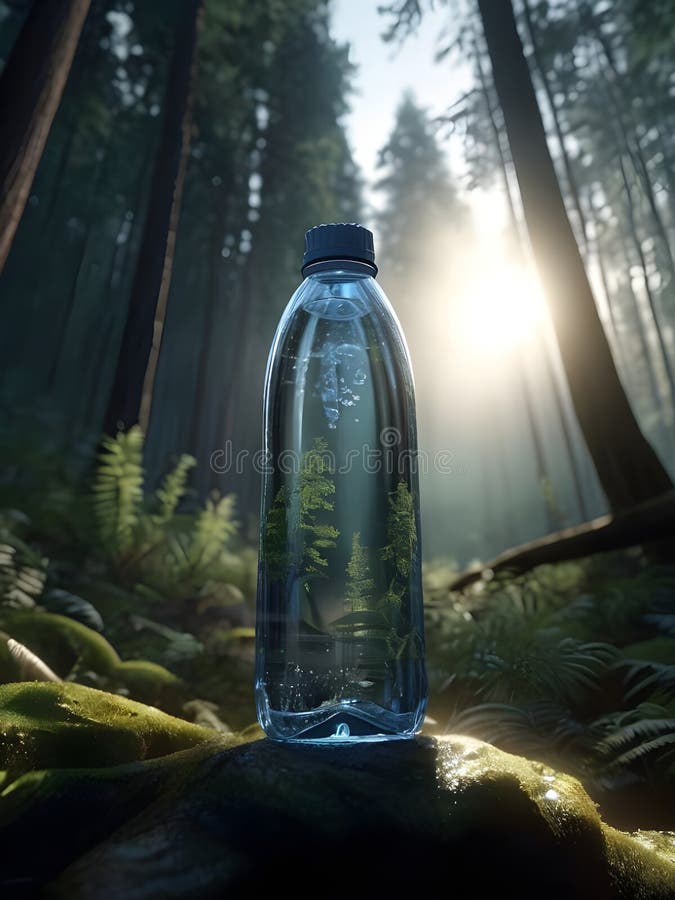A Bottle of Water in the Forest Stock Illustration - Illustration of ...