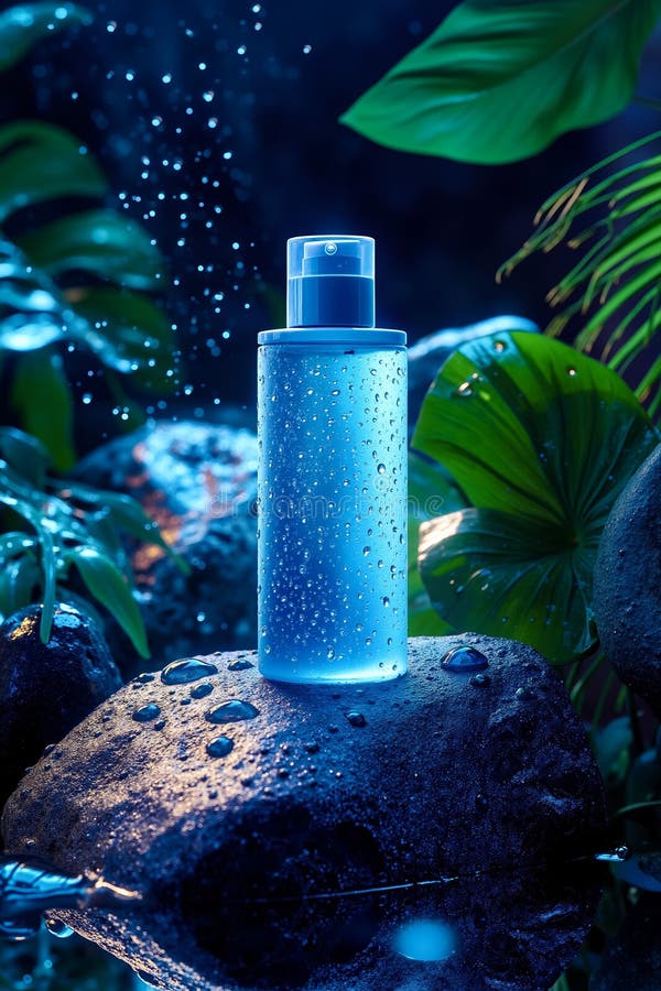 A Bottle of Water Sitting on Top of a Rock Stock Photo - Image of plant ...
