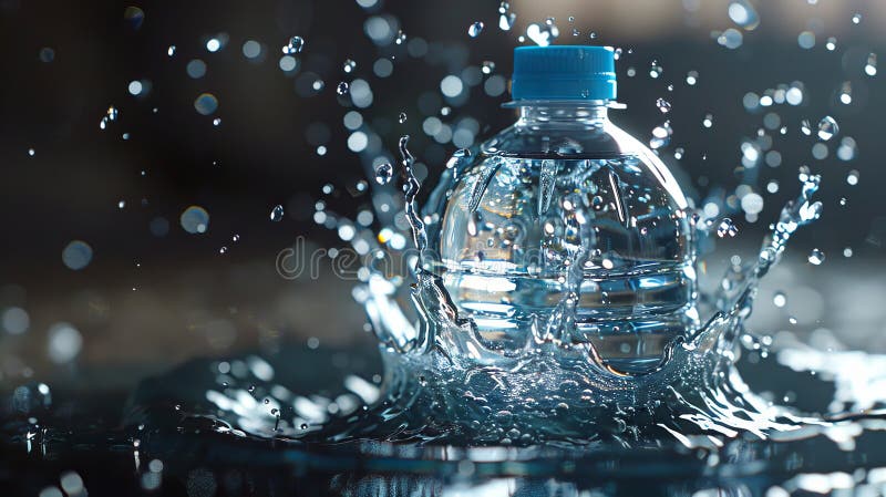 A Bottle of Water is Splashed into the Water Stock Image - Image of ...
