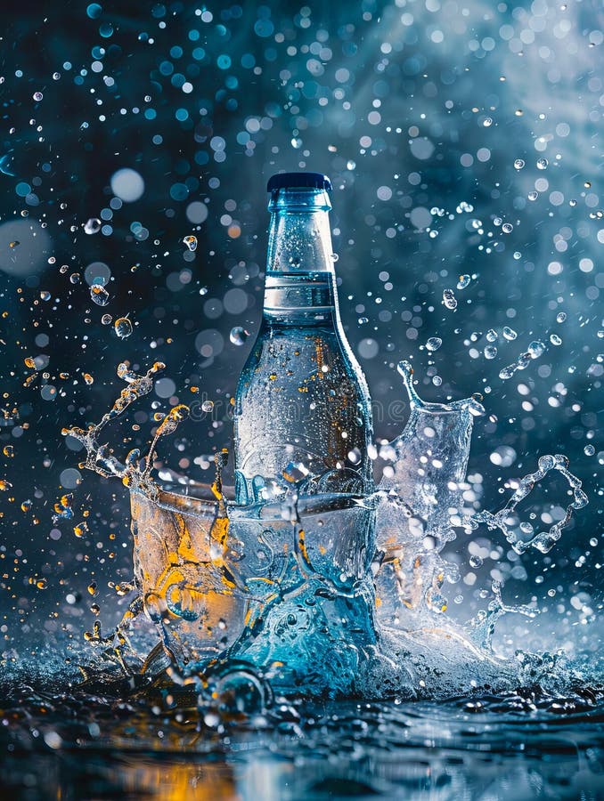 A Bottle of Water is Splashed with Water Stock Photo - Image of outdoor ...