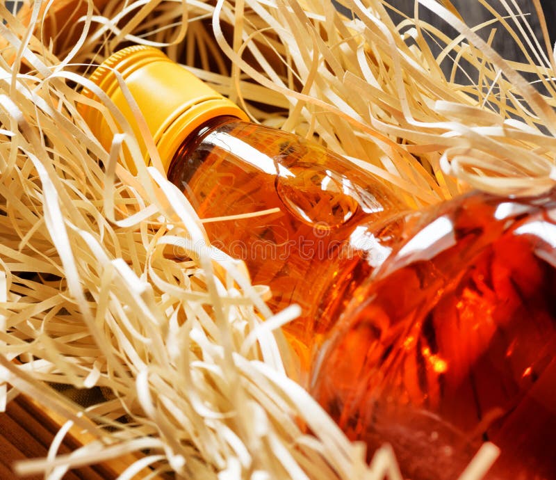 Bottle of Whiskey in a Wooden Box Stock Photo - Image of brown, booze ...