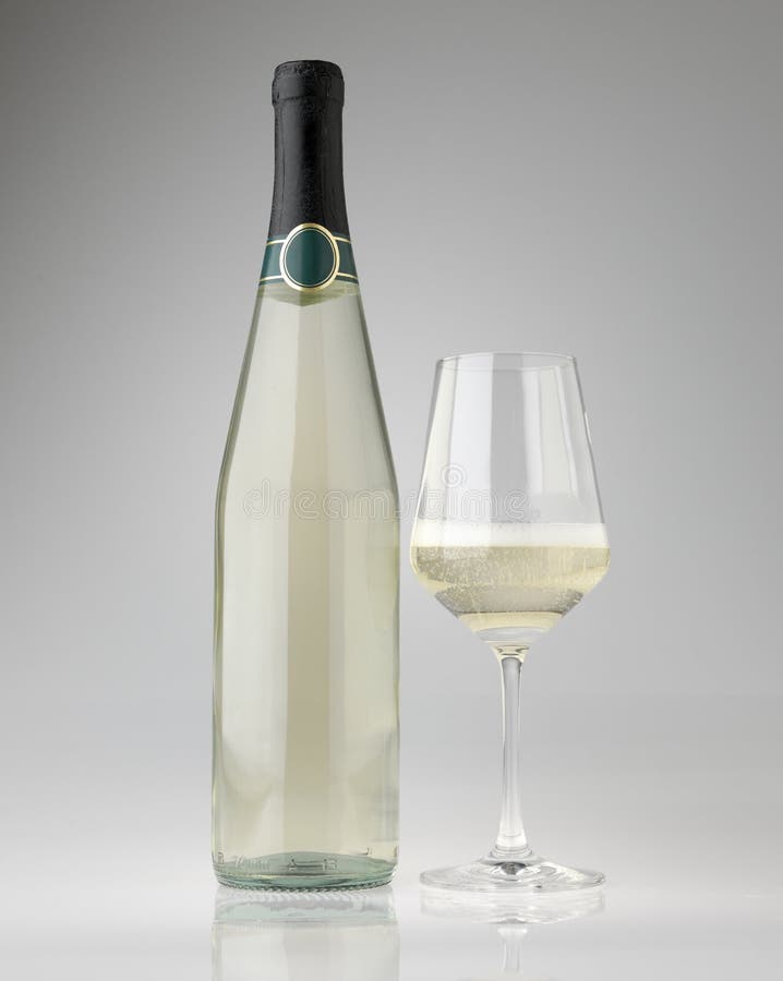 Bottle of White Wine with Glass Stock Image - Image of label, glass ...