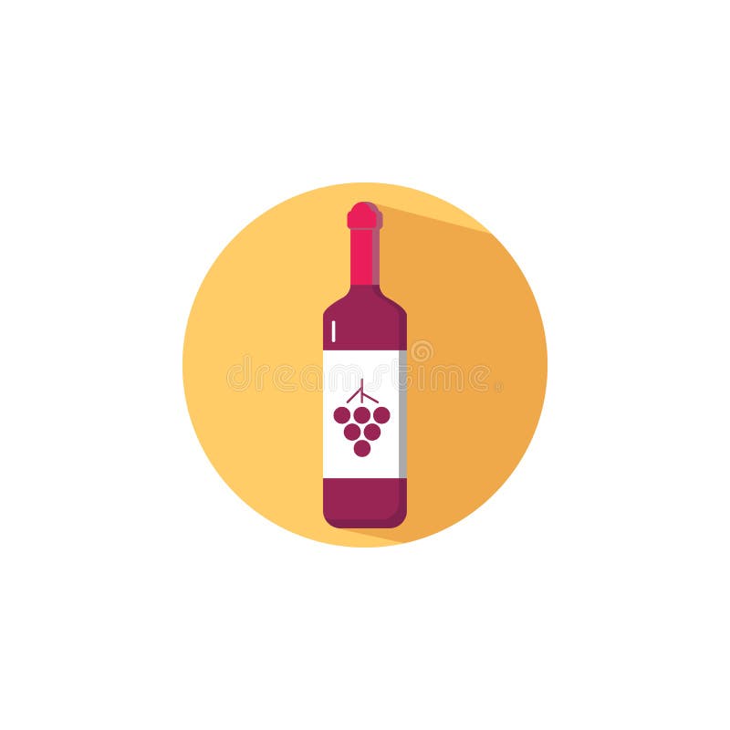 Bottle of wine flat icon stock vector. Illustration of shadow - 155638378
