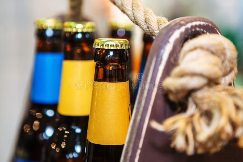 Bottled Beer in a Wooden Box. Close-up Stock Photo - Image of warehouse ...
