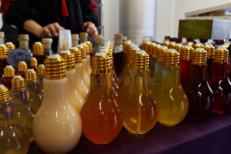 Bottled Drinks in the Form of Lamps Stock Photo - Image of container ...