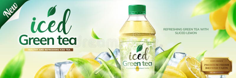 Bottled Green Tea Banner Ads Stock Vector - Illustration of plant ...
