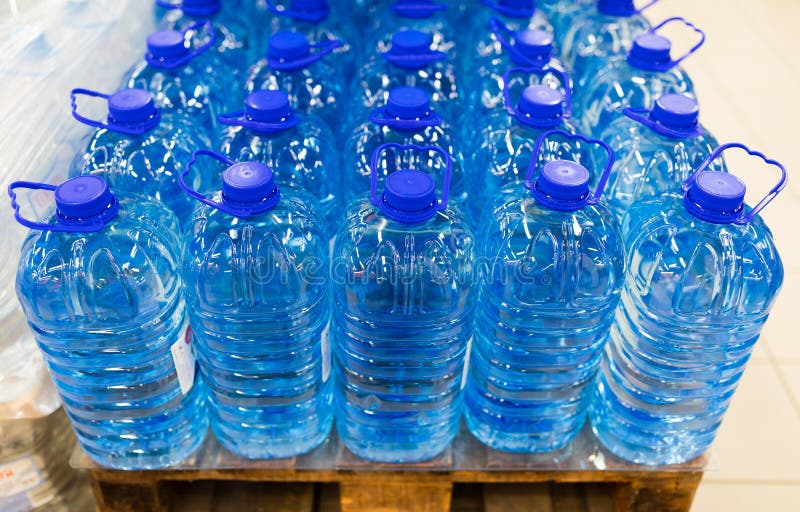 Bottled Still Water on the Palette Stock Image - Image of bottles, life ...