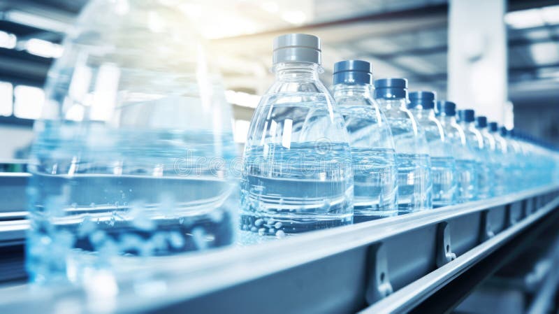 Bottled Water Manufacturing with a Focus on Purity and Health. Stock ...