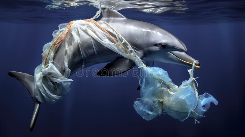 Bottlenose Dolphin Gets Entangled in Garbage and Plastic Bags in the ...
