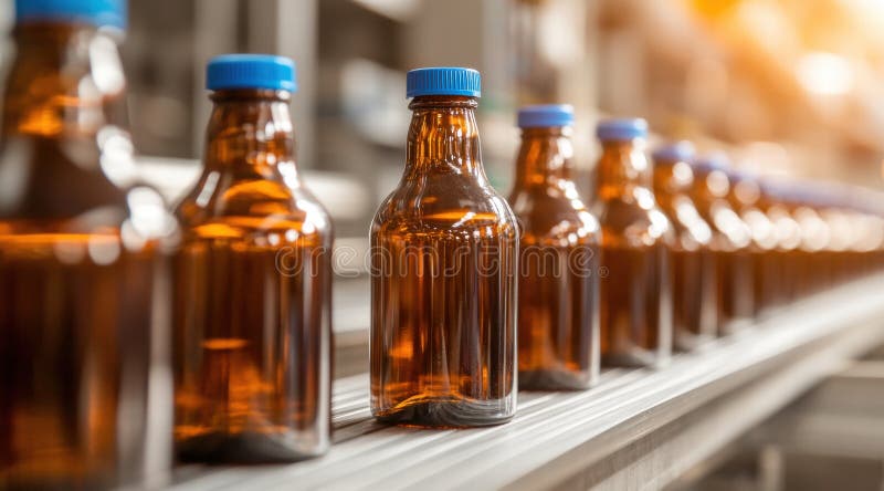 Bottles of Amber-colored Liquid on a Shelf Stock Illustration ...