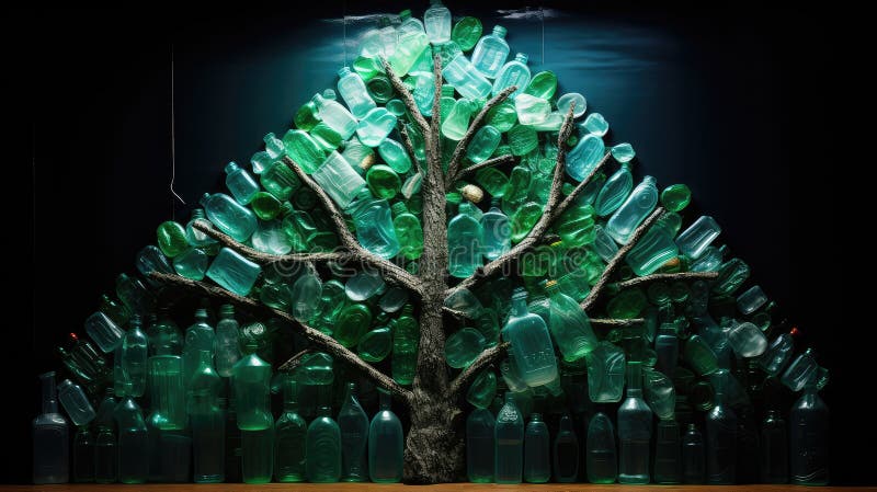 Bottles artificial trees stock illustration. Illustration of ...
