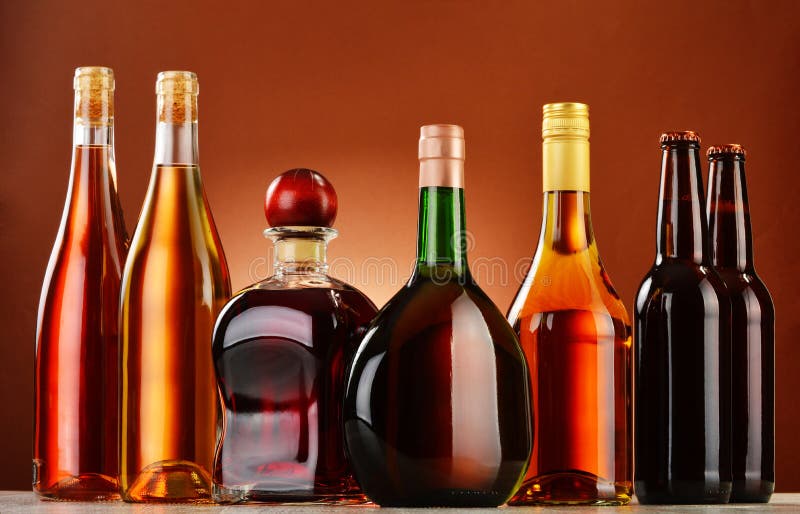 Bottles of Assorted Alcoholic Beverages Stock Image - Image of dutyfree ...