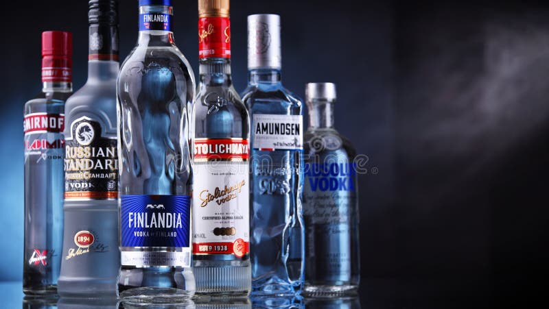 Bottles of Assorted Global Vodka Brands Editorial Image - Image of ...