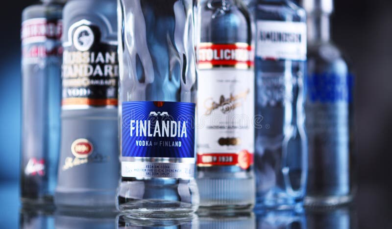 Bottles of Assorted Global Vodka Brands Editorial Photography - Image ...