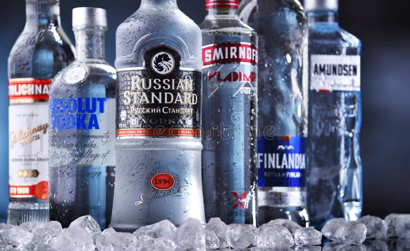 Bottles of Assorted Global Vodka Brands Editorial Photo - Image of ...