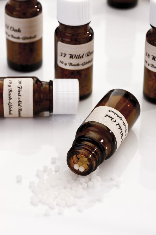 Bottles with Bach Flower Stock Remedy Stock Image - Image of globule ...