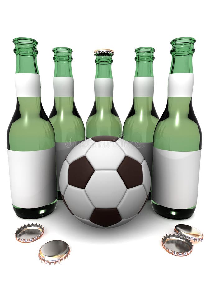 Bottles of beer and ball stock illustration. Illustration of club - 7260764