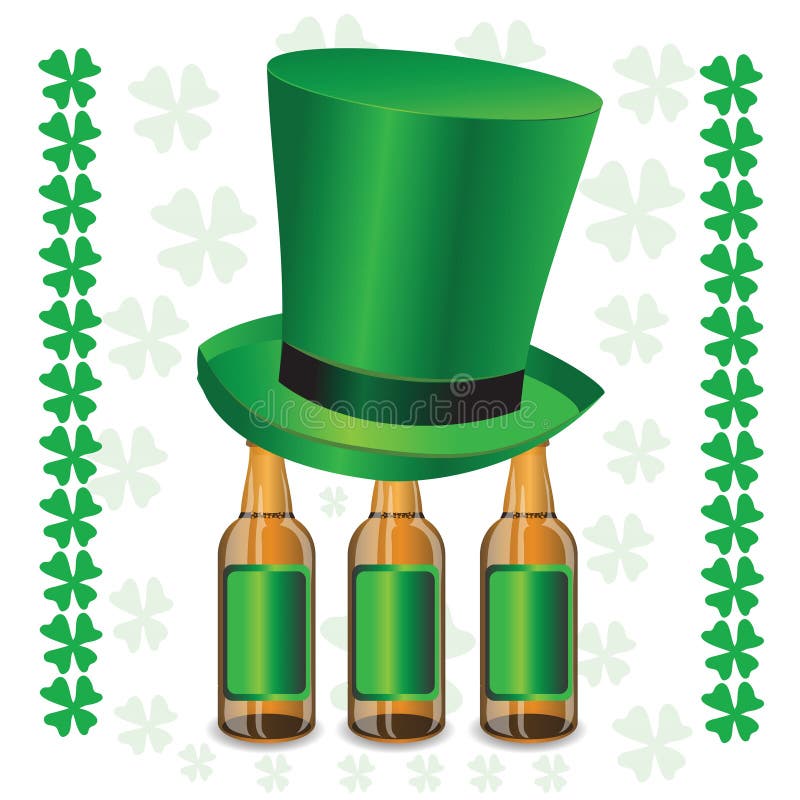 Bottles of Beer and Green Hat Stock Vector - Illustration of drink ...