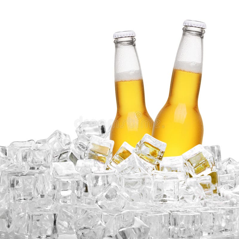 Two Beer Bottles In Ice With Condensation Stock Image - Image of ...