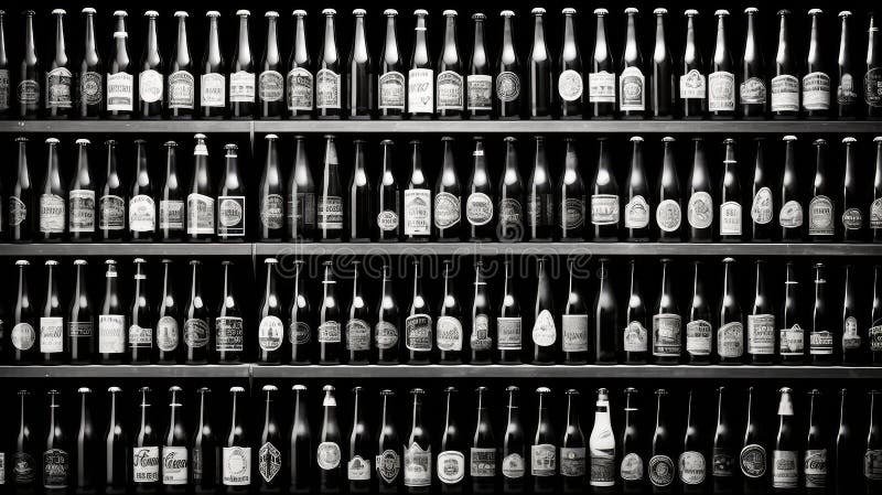 Bottles Black and White Beer Stock Illustration - Illustration of ...