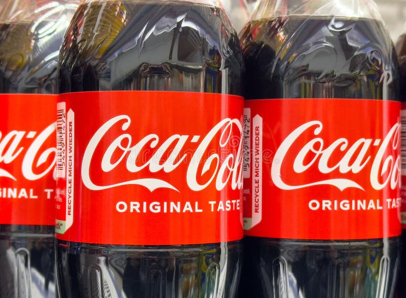 Bottles of Coca-cola Original Taste with Red Label Editorial ...