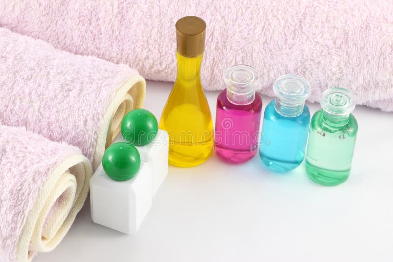 Bottles of color oil spa stock image. Image of life, therapy - 21936719