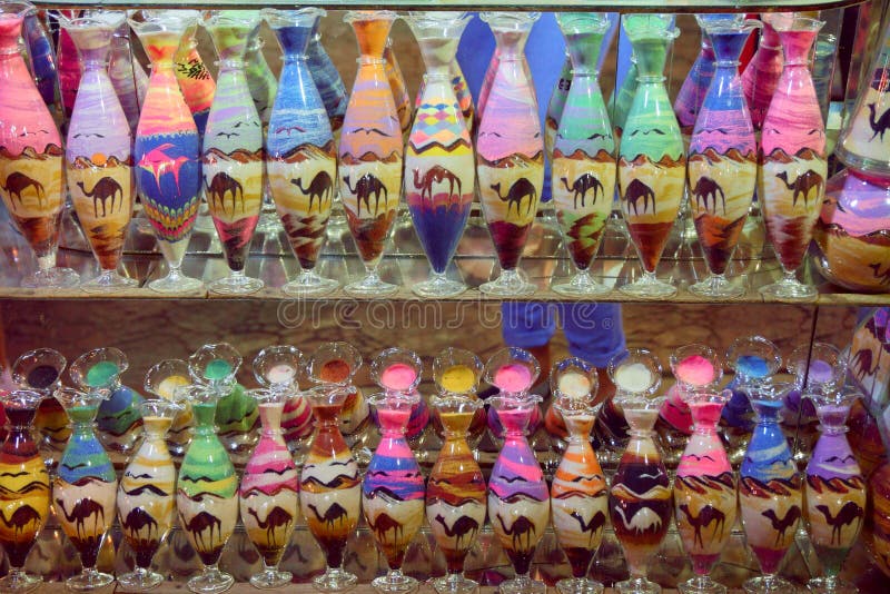 Bottles with colored sand stock image. Image of travel - 49665867