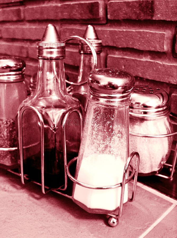Bottles of Condiments stock photo. Image of cafe, cafetaria - 8541558