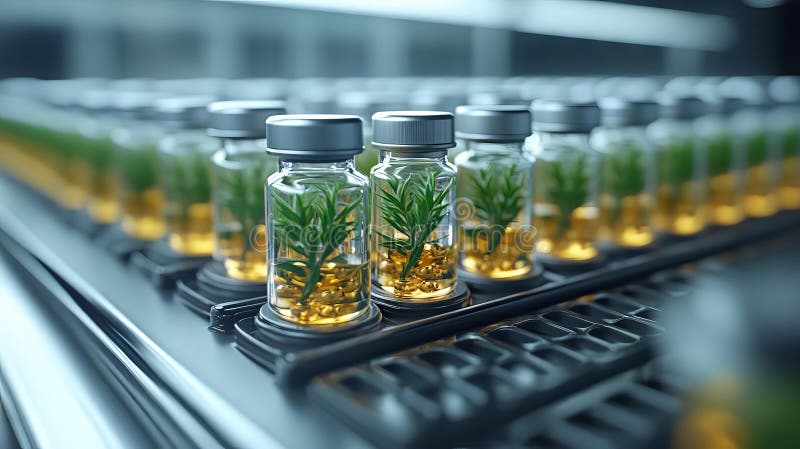 Bottles Containing Plant Extracts Stand in a Laboratory for Research ...