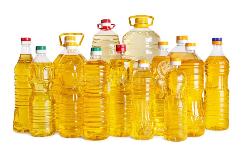 Bottles of Cooking Oil on White Background Stock Photo - Image of ...