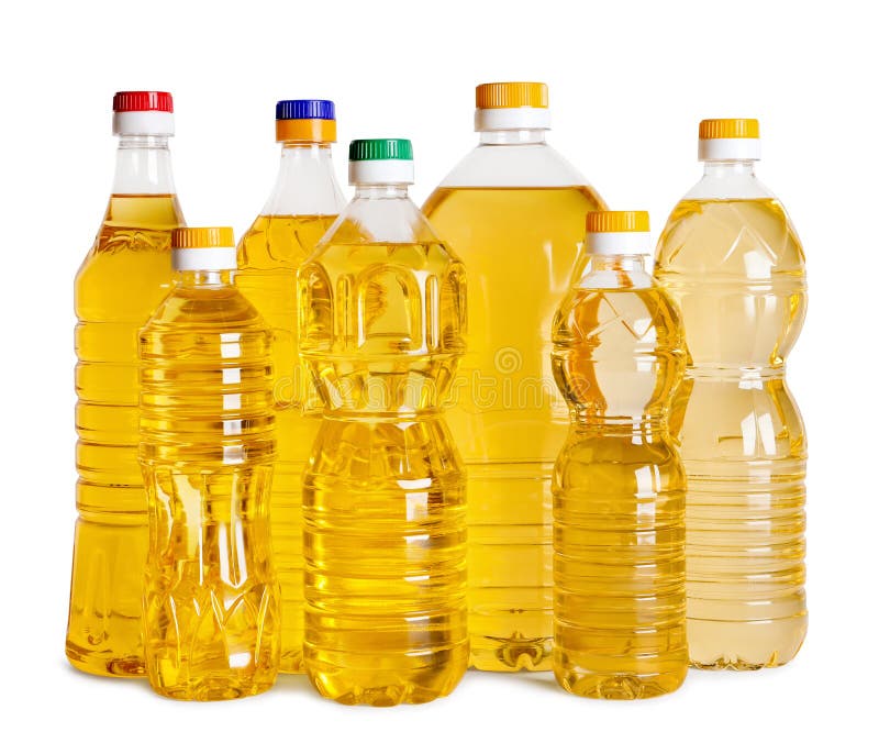 Bottles of Cooking Oil on White Background Stock Image - Image of ...
