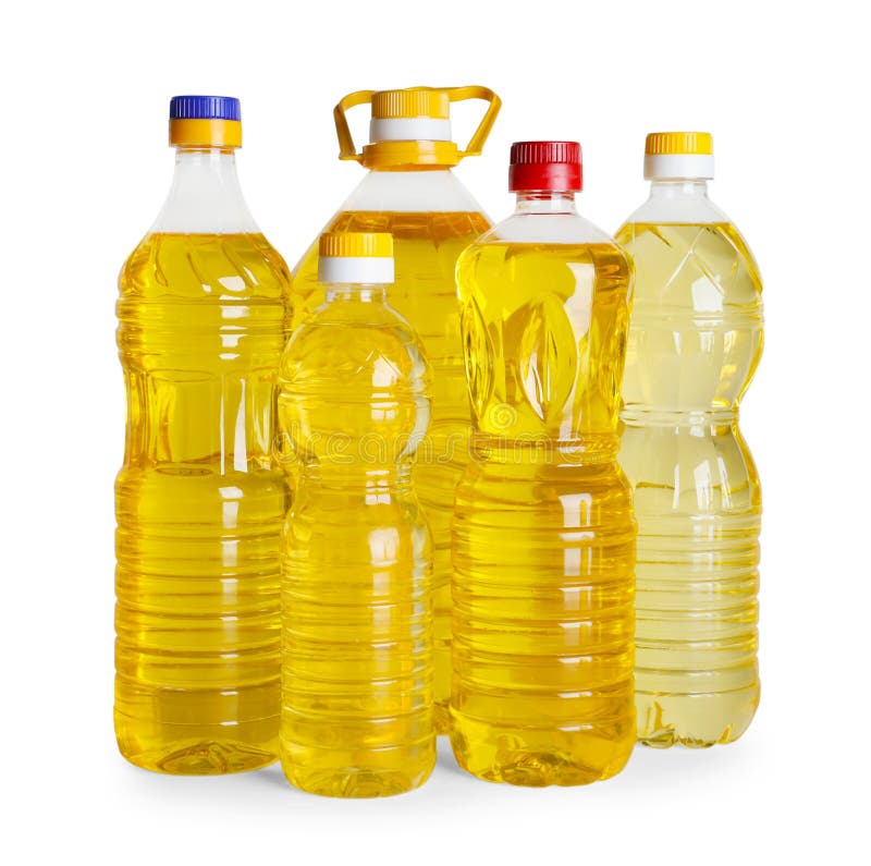 Bottles of Cooking Oil on White Background Stock Image - Image of ...
