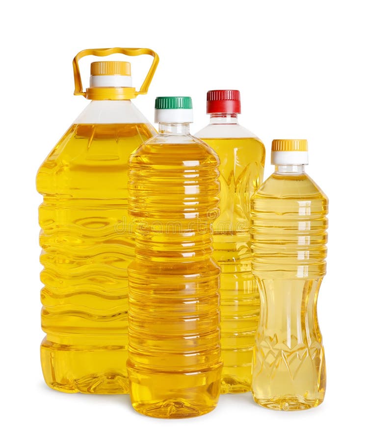 Bottles of Cooking Oil on White Background Stock Image - Image of ...
