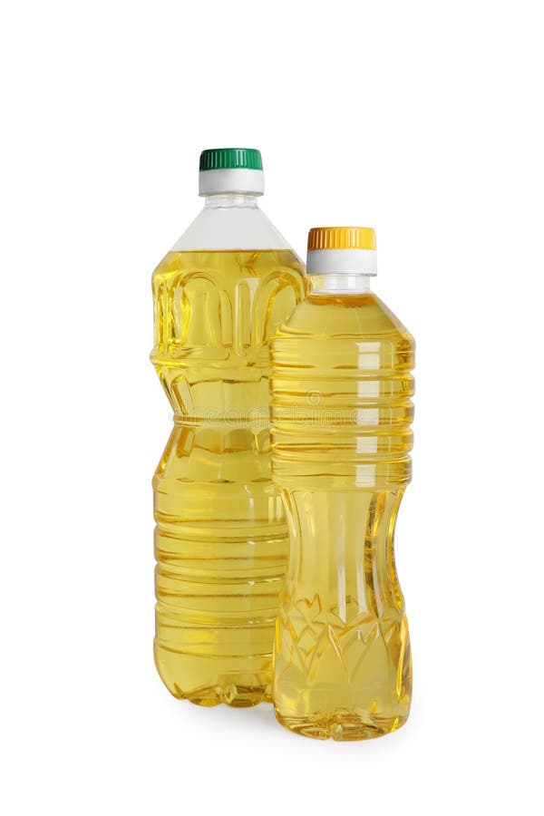 Bottles of Cooking Oil on White Background Stock Photo - Image of ...