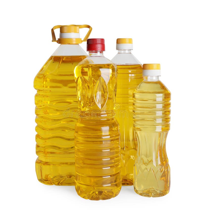 Bottles of Cooking Oil on White Background Stock Image - Image of ...