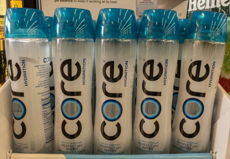 Bottles of Core Hydration editorial image. Image of display - 183305715