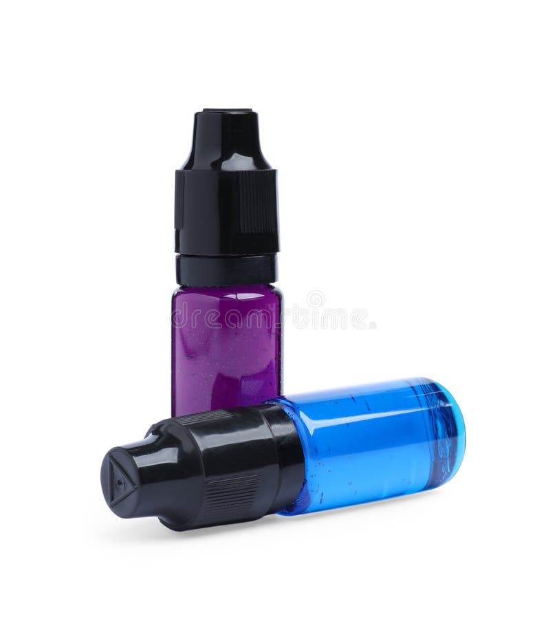 Bottles with Different Food Coloring on White Background Stock Image ...