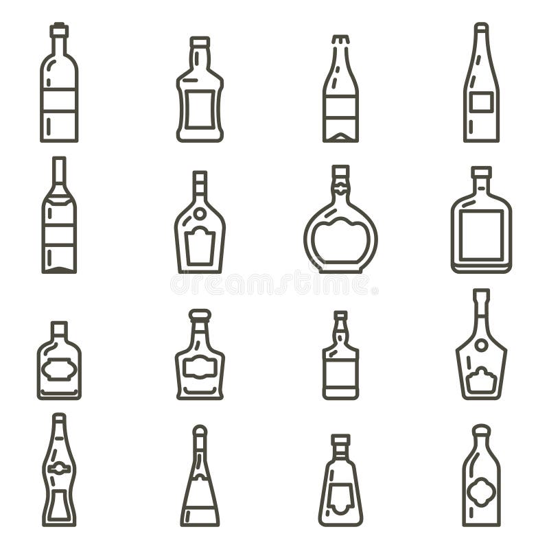 Bottles Different Types of Alcohol Icons Set Stock Vector ... Bottles Different Types of Alcohol Icons Set Stock Vector ...