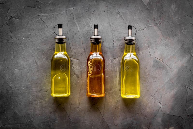 Bottles of Different Types Cooking Oil. Sunflower Olive and Sesame Oil ...