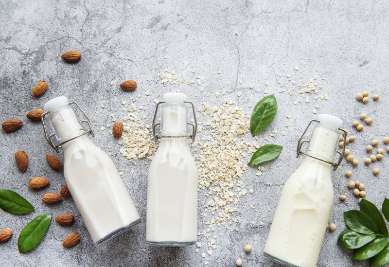 Bottles with Different Vegetable Milk Stock Image - Image of protein ...