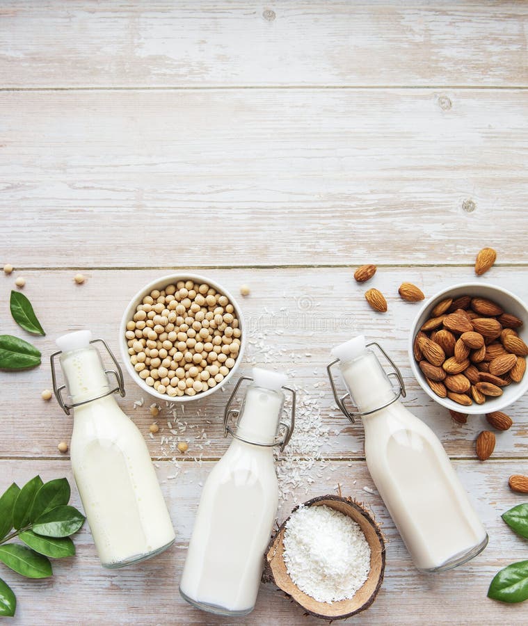 Bottles with Different Vegetable Milk Stock Photo - Image of fresh ...